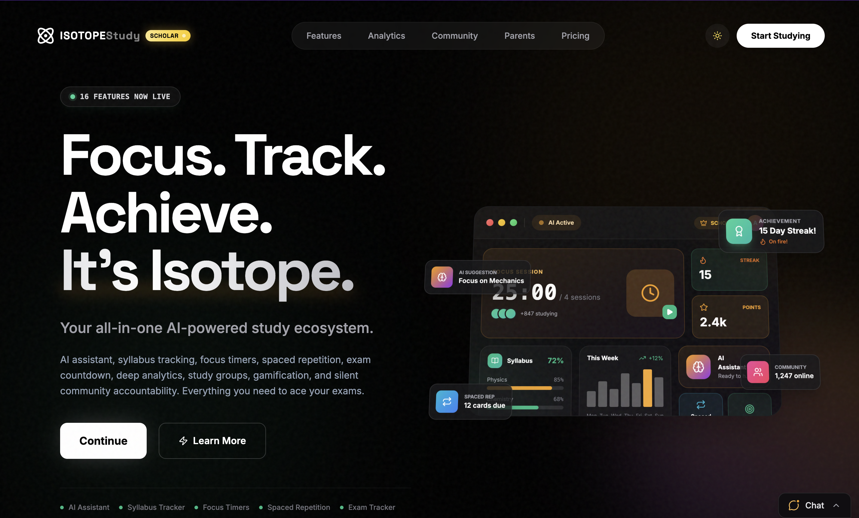 IsotopeAI | AI Study Planner, Focus Timer & Analytics for Students